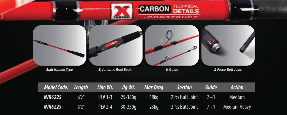 (PRICE w/o GST) - RED NINJA JIGGING ROD (NJR622) – Fishing Buddy Singapore